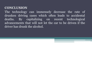 ALCOHOL DETECTION SYSTEM USING GSM TECHNOLOGY | PPTX | Technology ...