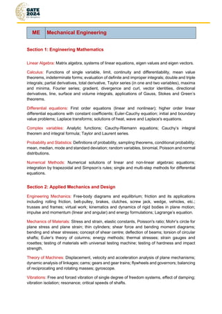 GATE Exam Mechanical Engineering Syllabus | PDF