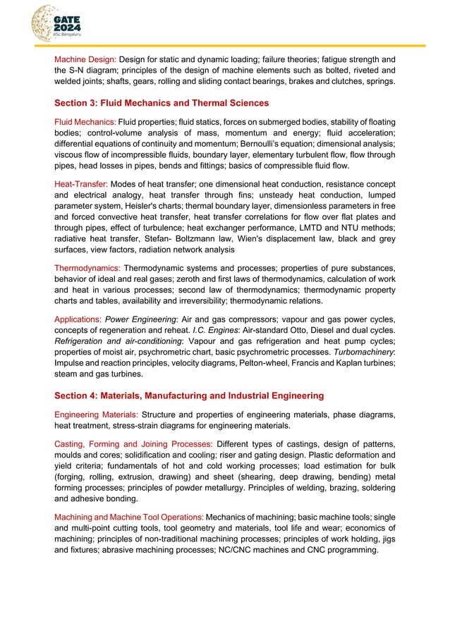 GATE Exam Mechanical Engineering Syllabus | PDF
