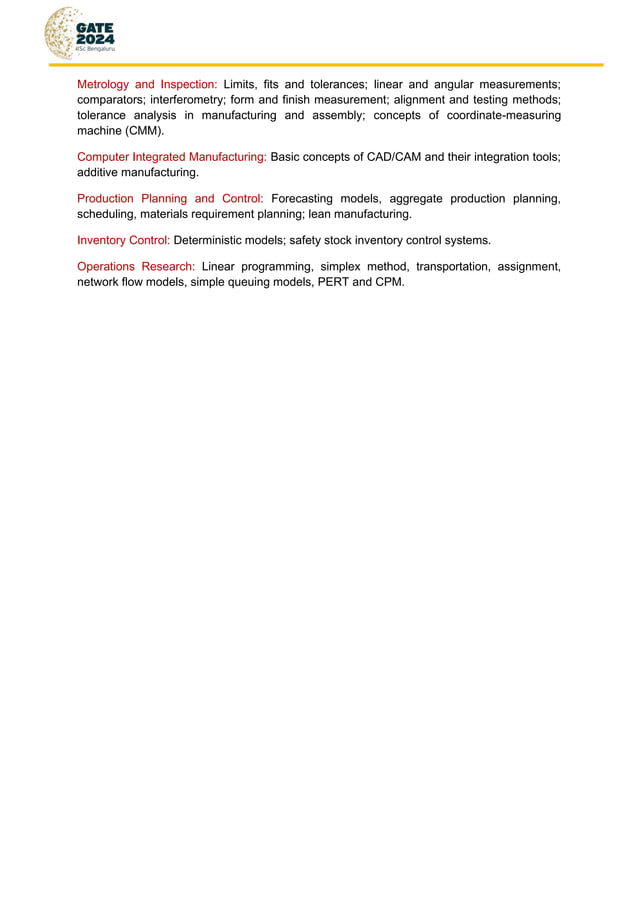 GATE Exam Mechanical Engineering Syllabus | PDF