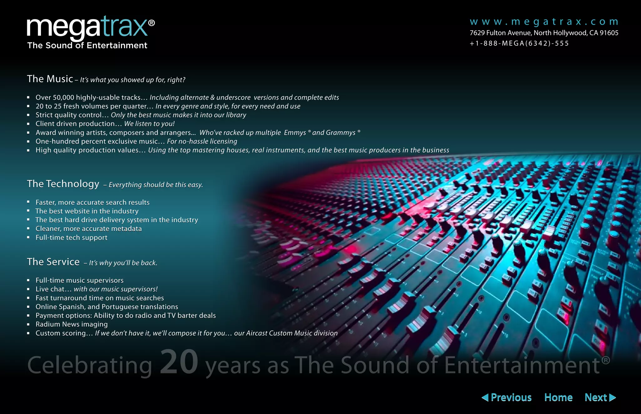 Megatrax Production Music brochure and sizzle reel | PDF