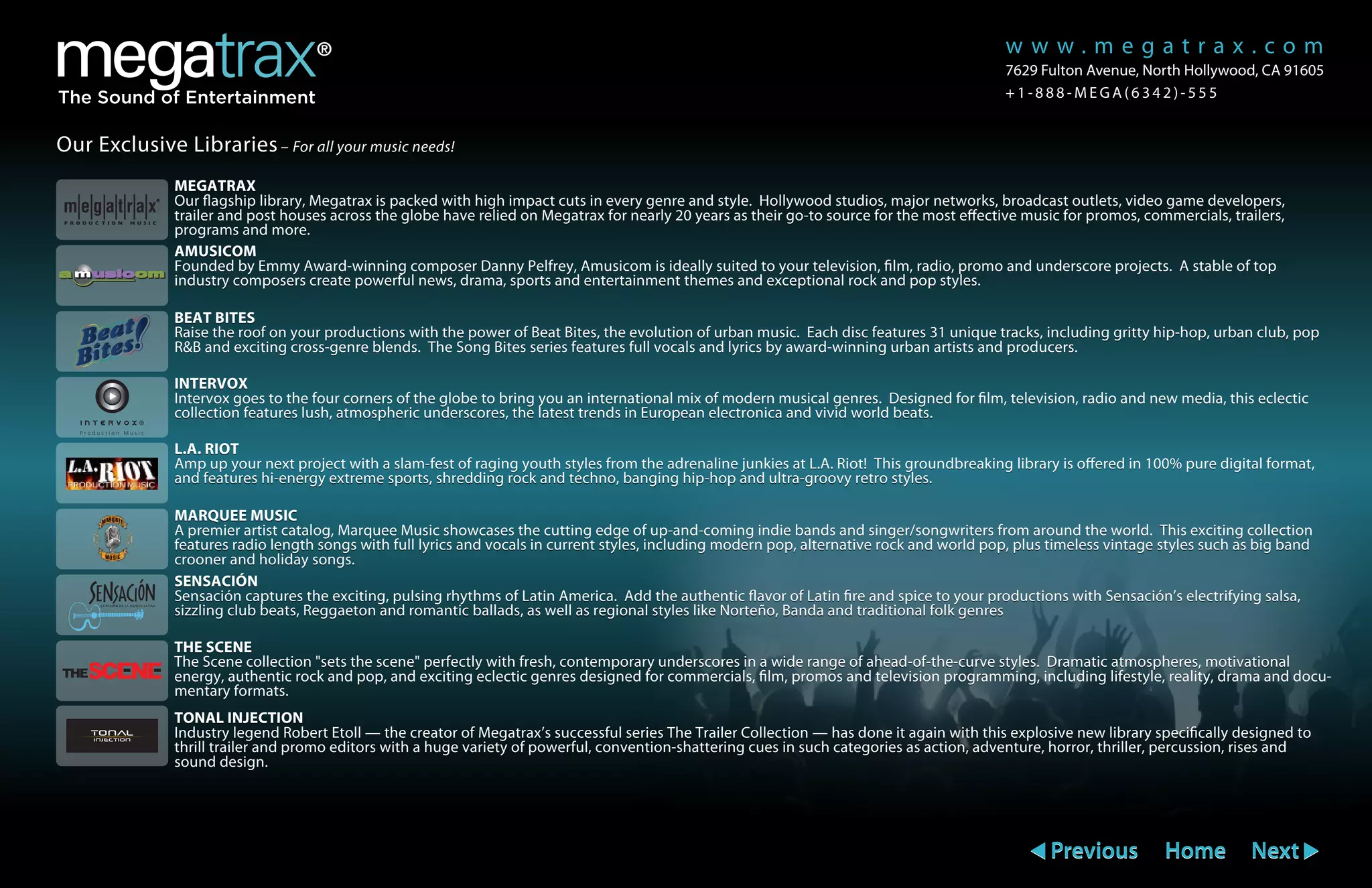 Megatrax Production Music brochure and sizzle reel | PDF