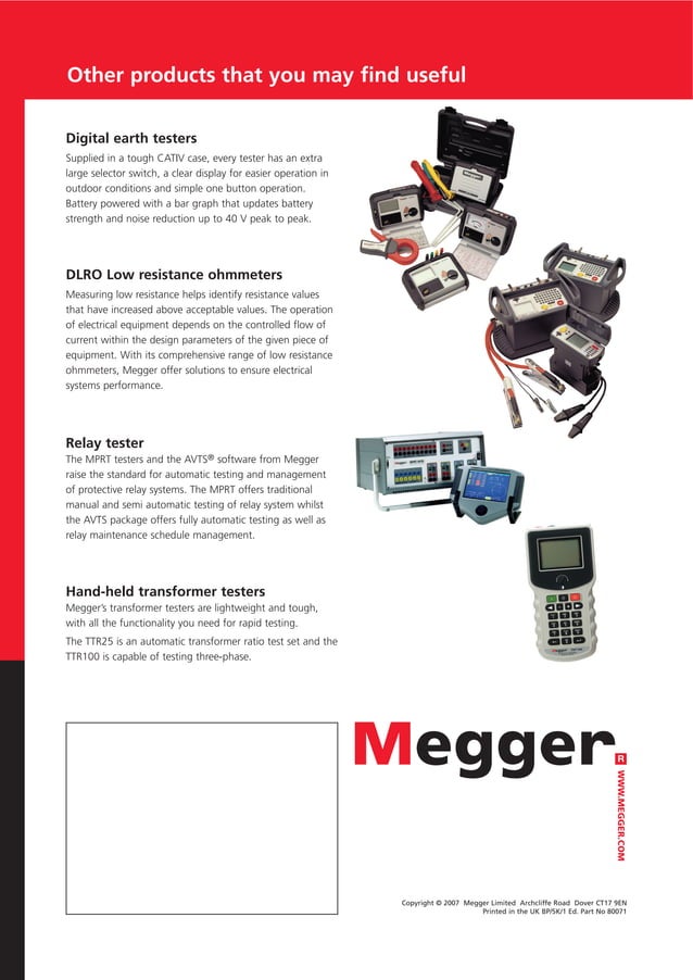 Megger Cable Fault Locators - Power Cable Fault Locators, Van mountable ...