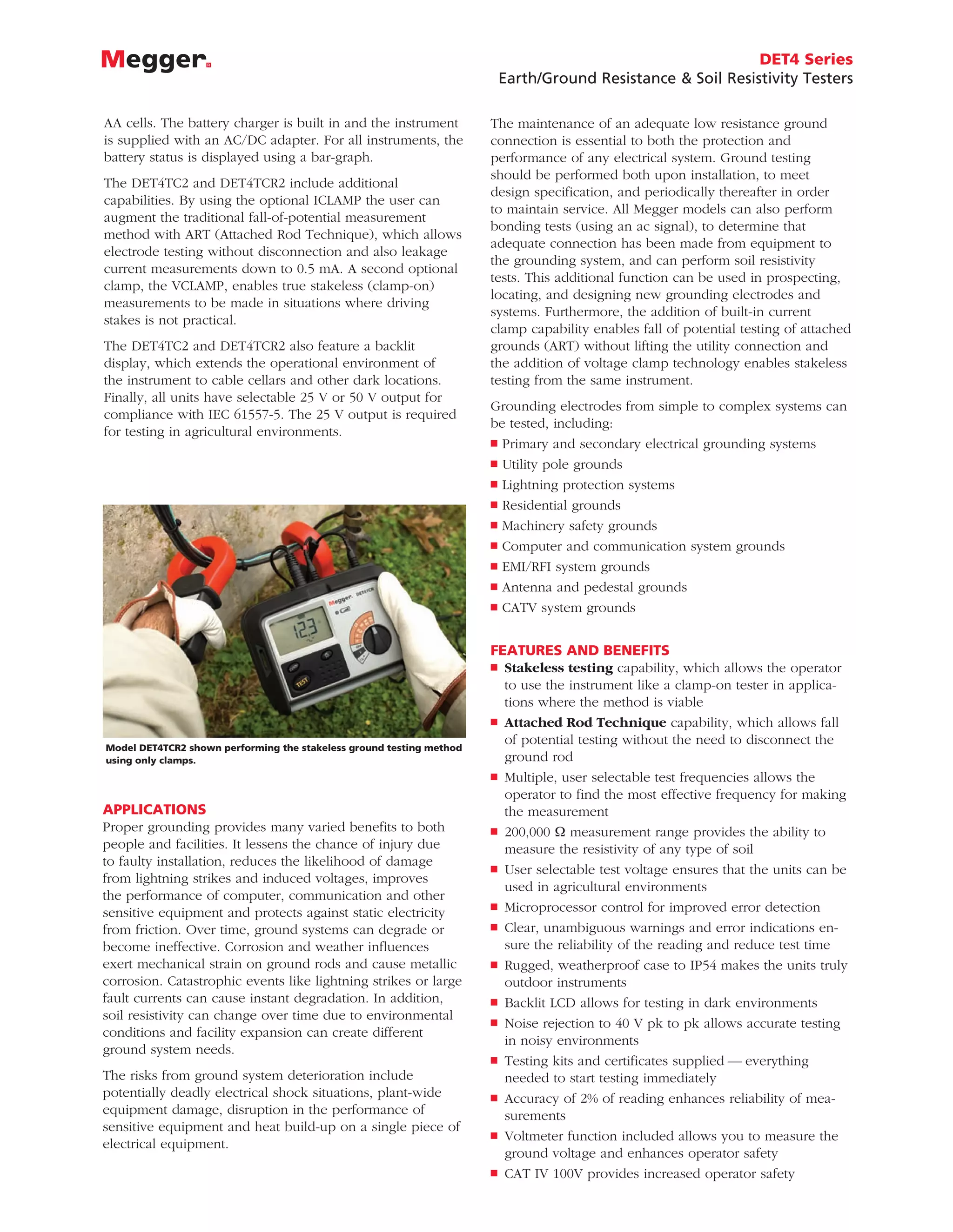 Megger DET4T2 Series 4-Terminal Earth/Ground Resistance Testers & Soil ...