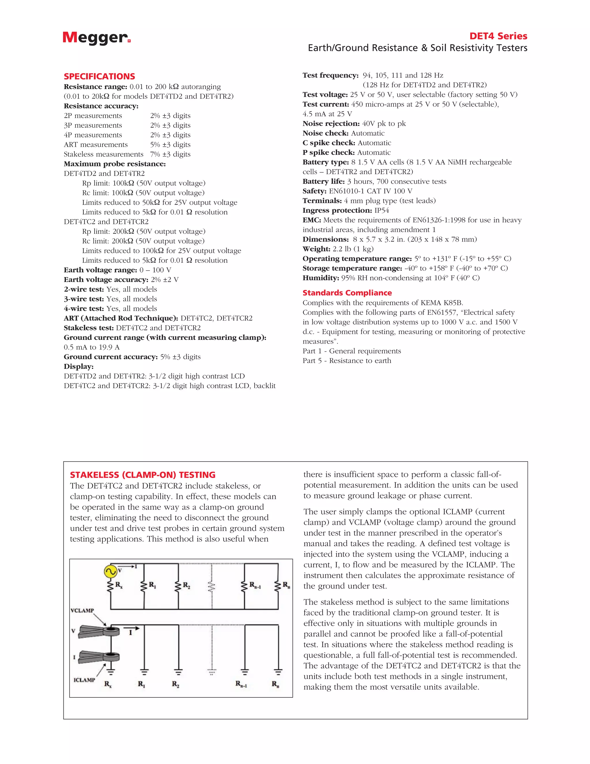Megger DET4T2 Series 4-Terminal Earth/Ground Resistance Testers & Soil ...