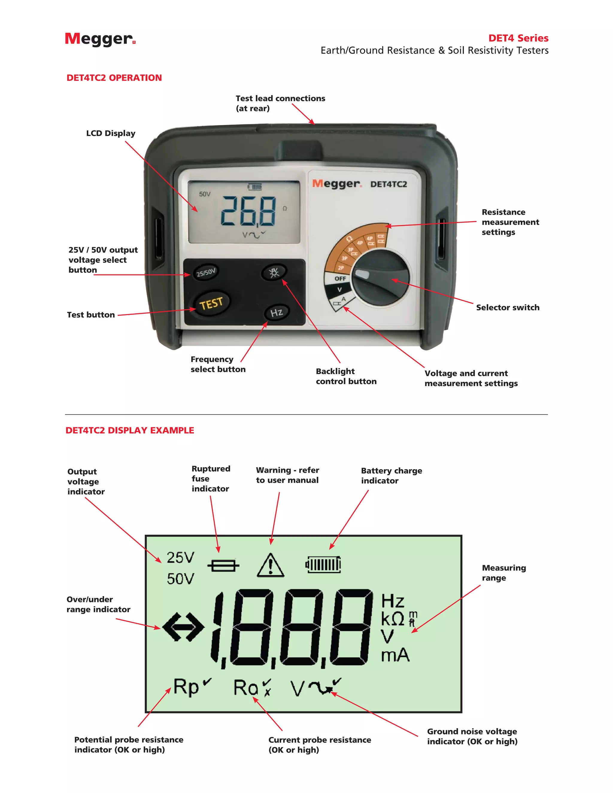 Megger DET4T2 Series 4-Terminal Earth/Ground Resistance Testers & Soil ...