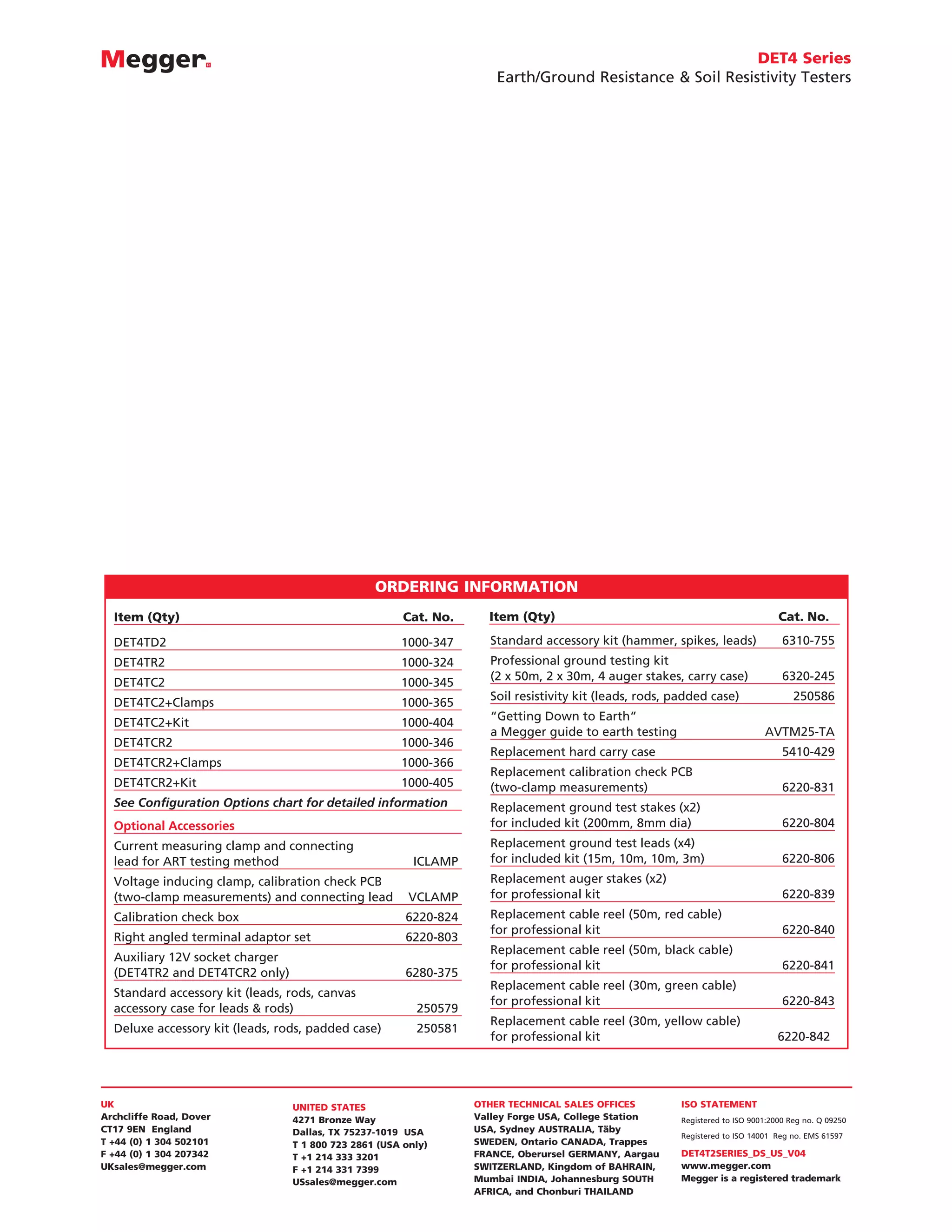 Megger DET4T2 Series 4-Terminal Earth/Ground Resistance Testers & Soil ...
