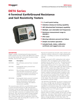 Megger DET4T2 Series 4-Terminal Earth/Ground Resistance Testers & Soil ...