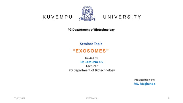 Exosomes -power point presentation | PPTX | Biological Sciences | Science