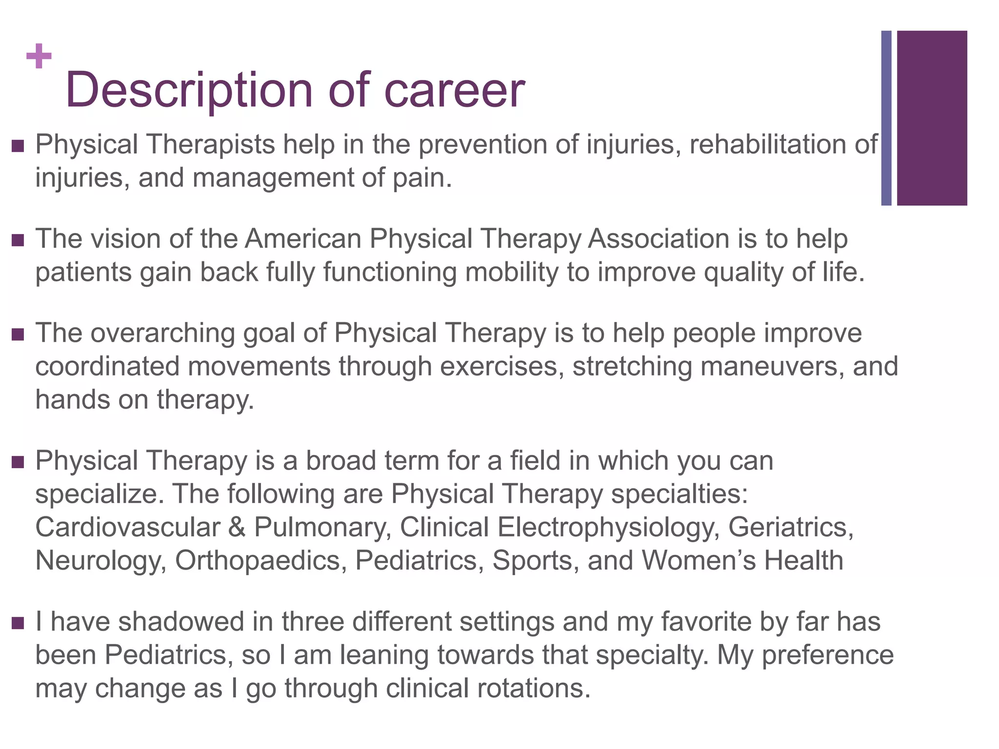 Physical Therapy Career Presentation | PPTX