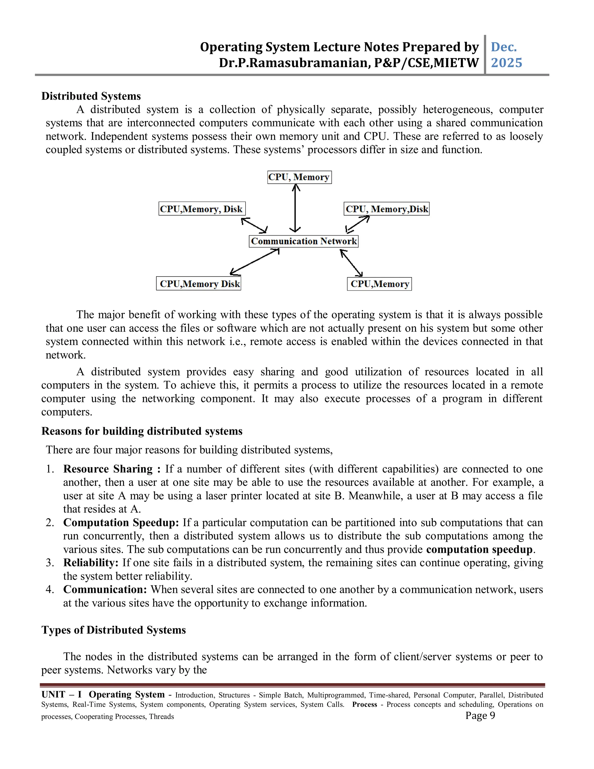 JNTUH R25 regulation, Unit 1 lecture notes for OS | PDF