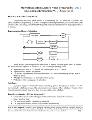 JNTUH Operating system syllabus unit 2 Lecture Notes | PDF