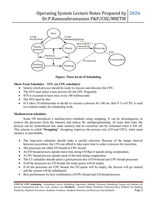JNTUH Operating system syllabus unit 2 Lecture Notes | PDF