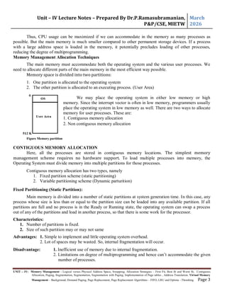 JNTUH - Operating System unit 4 Lecture notes. | PDF