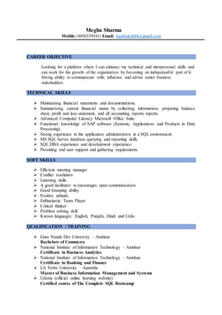 Megha sharma resume | DOCX