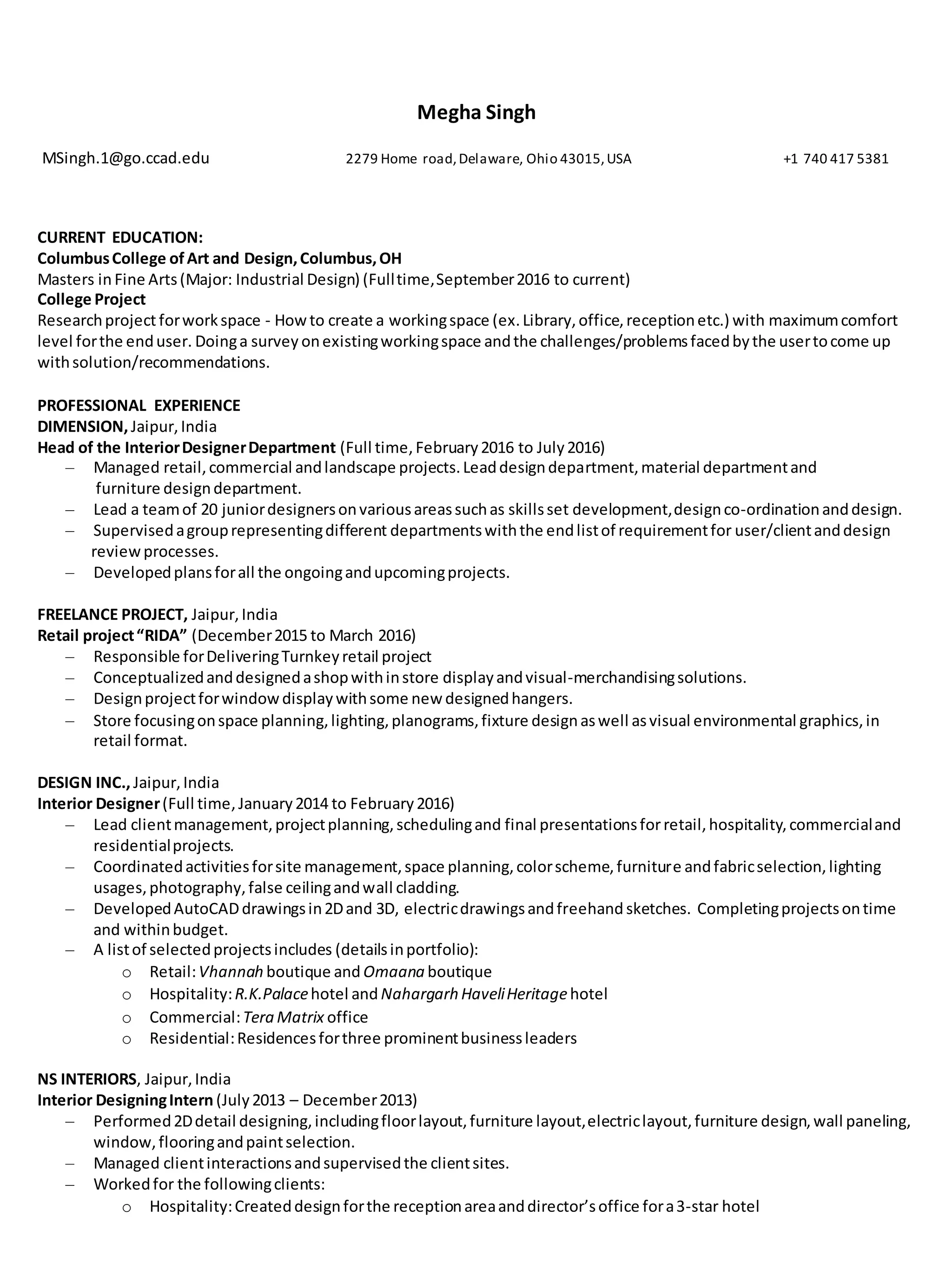 Megha singh resume | DOCX