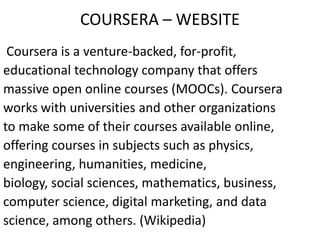 Experience of Coursera Moocs | PPT
