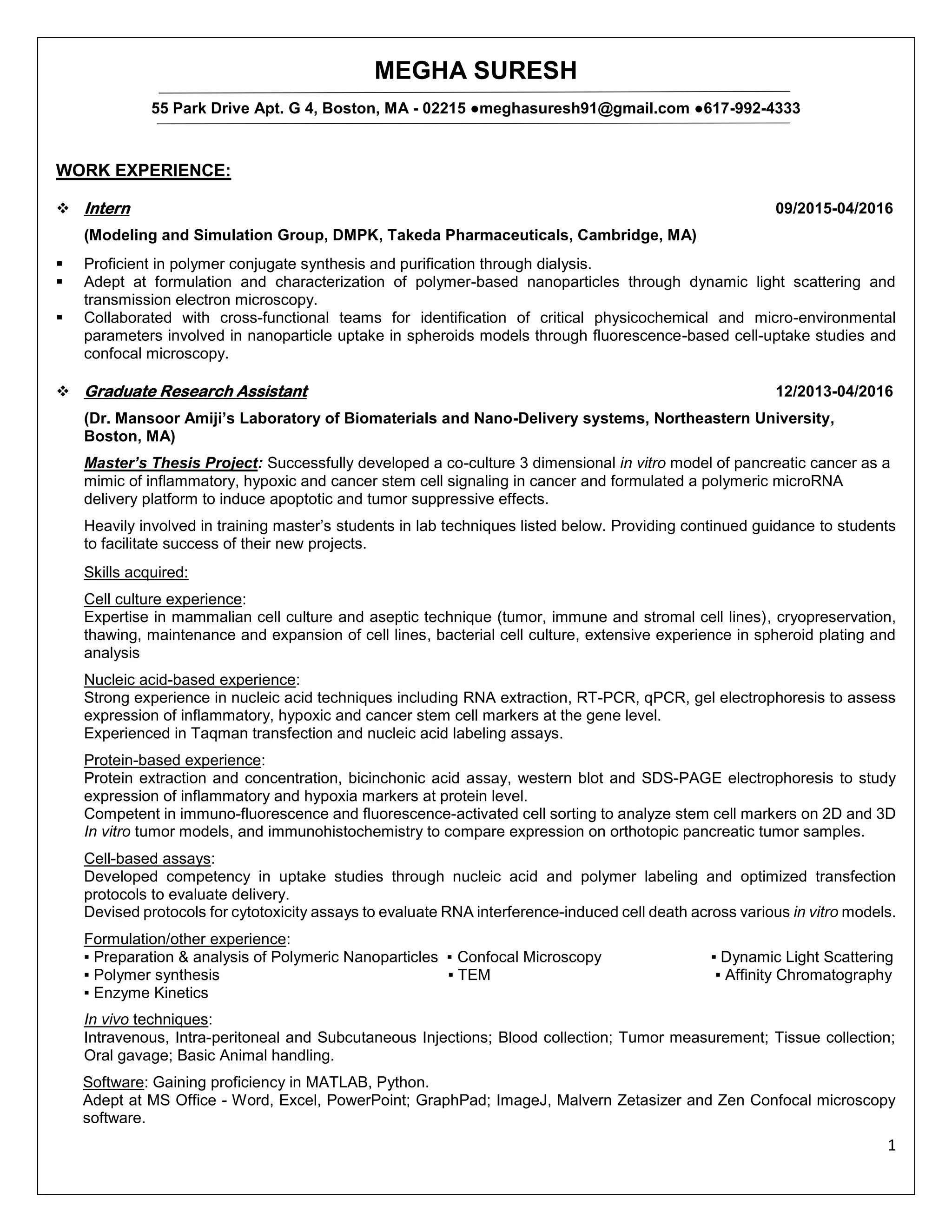 Megha Suresh - Resumé | PDF