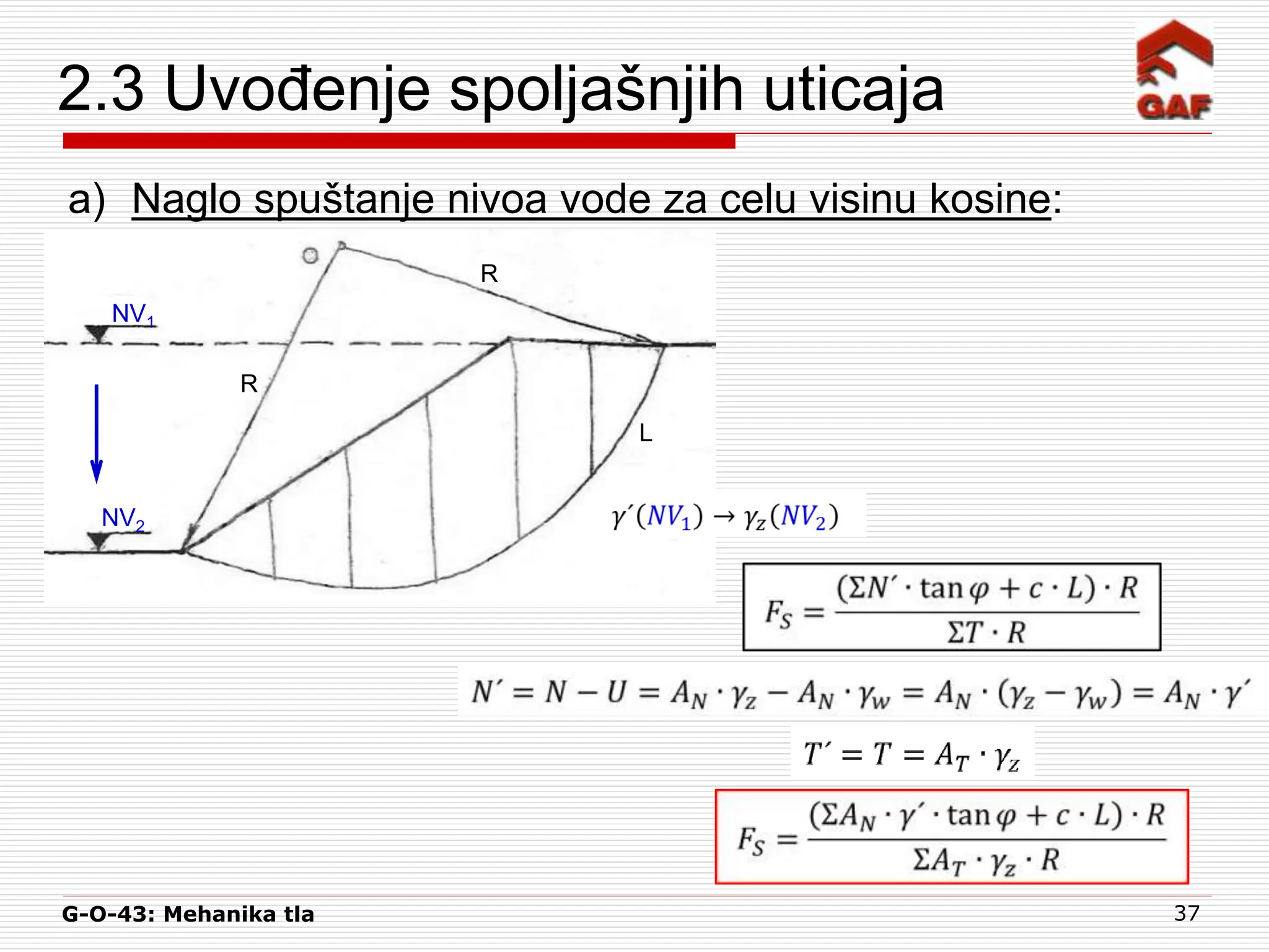 Mehanika tla stabilnost kosina gradjevinski fakultet | PPT