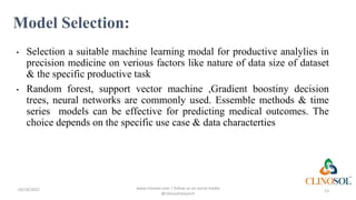 Machine Learning Algorithms for Predictive Analytics in Precision ...