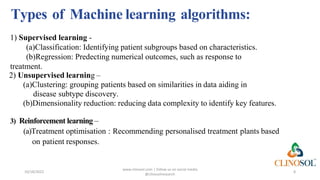 Machine Learning Algorithms for Predictive Analytics in Precision ...