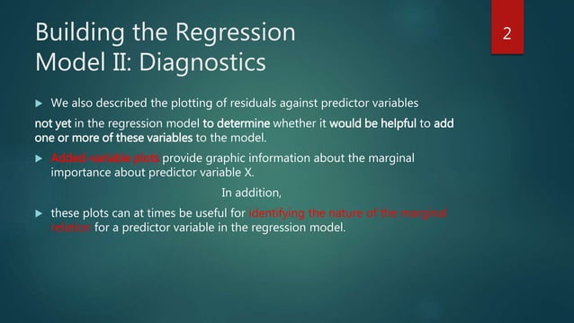 Diagnostic methods for Building the regression model | PPTX | Physics ...