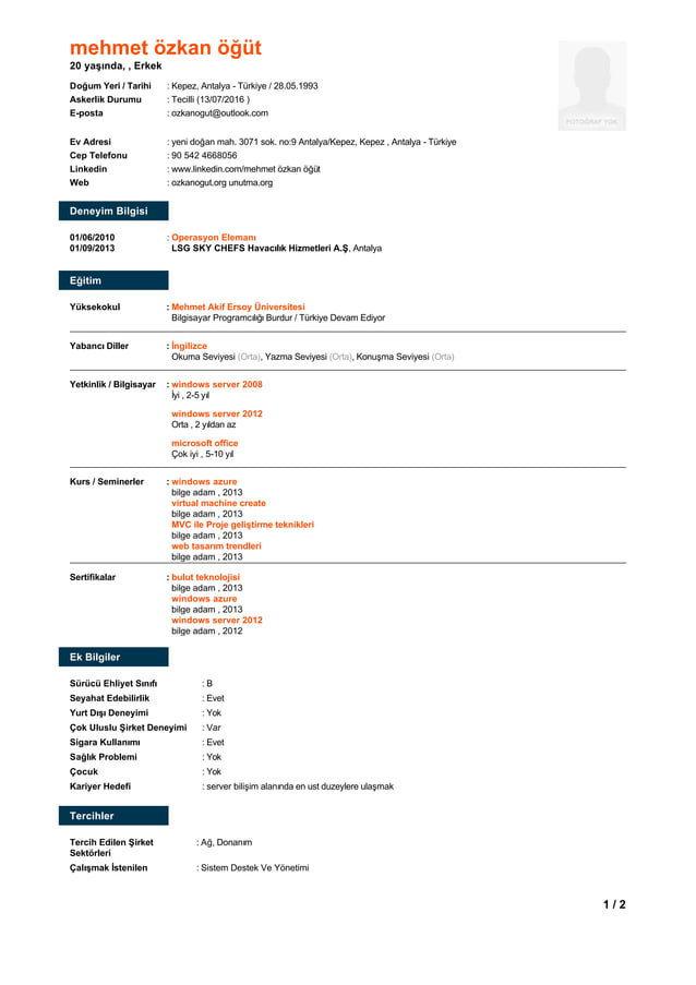 Mehmet ozkan-ogut-CV | PDF
