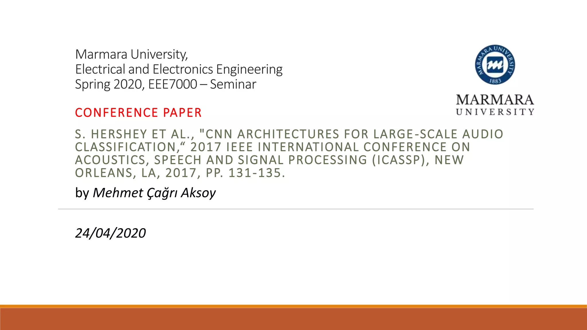 CNN architectures for large-scale audio classification CONFERENCE PAPER ...