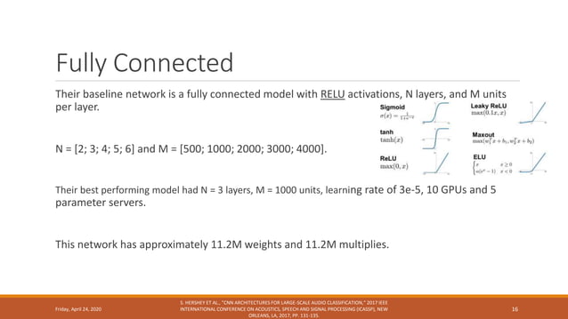 CNN architectures for large-scale audio classification CONFERENCE PAPER REVIEW, EXPLANATION | PPT