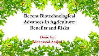 Advances in Agricultural Biotechnology | PPTX