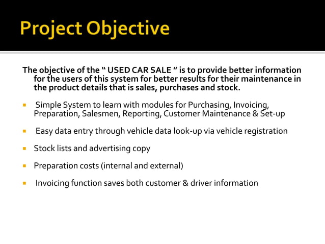 Presentation on Used Car | PPTX | Computing | Technology & Computing