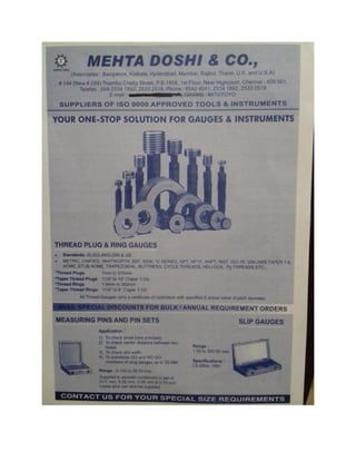 INDUSTRIAL TOOLS By Mehta Doshi & Co | PDF