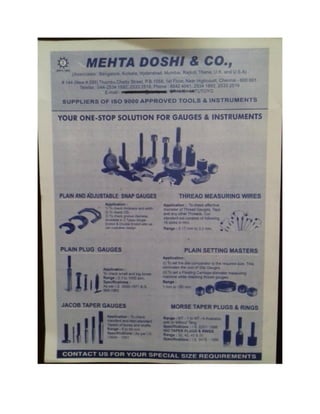 INDUSTRIAL TOOLS By Mehta Doshi & Co | PDF