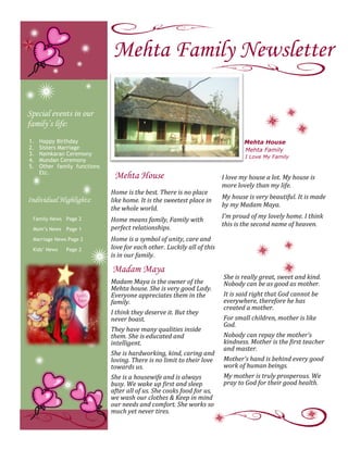 Mehta Family Newsletter | PDF | Marriage and Civil Unions | Family and ...