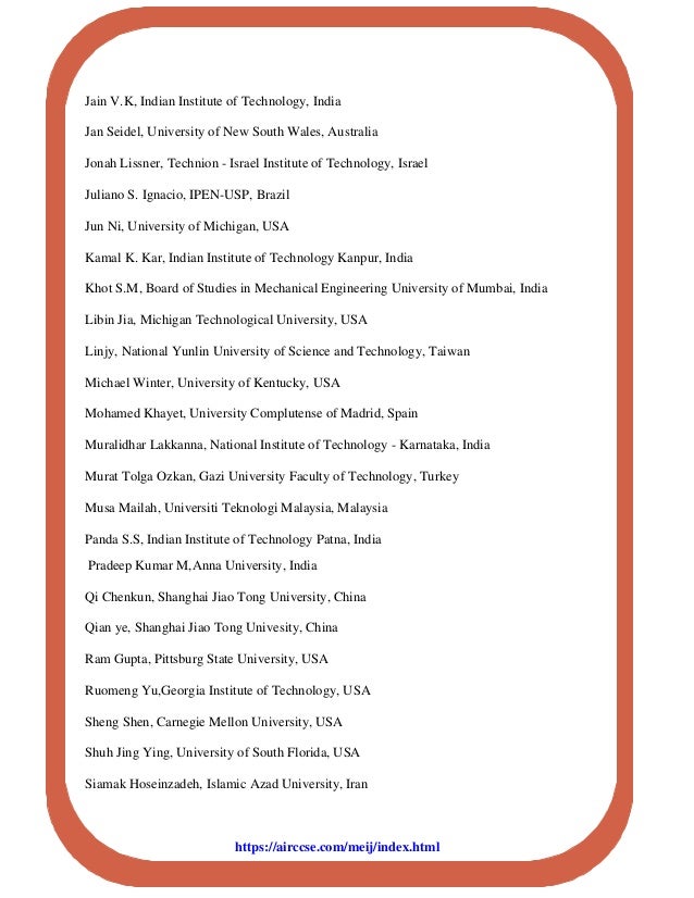 Mechanical Engineering: An International Journal (MEIJ) | PDF