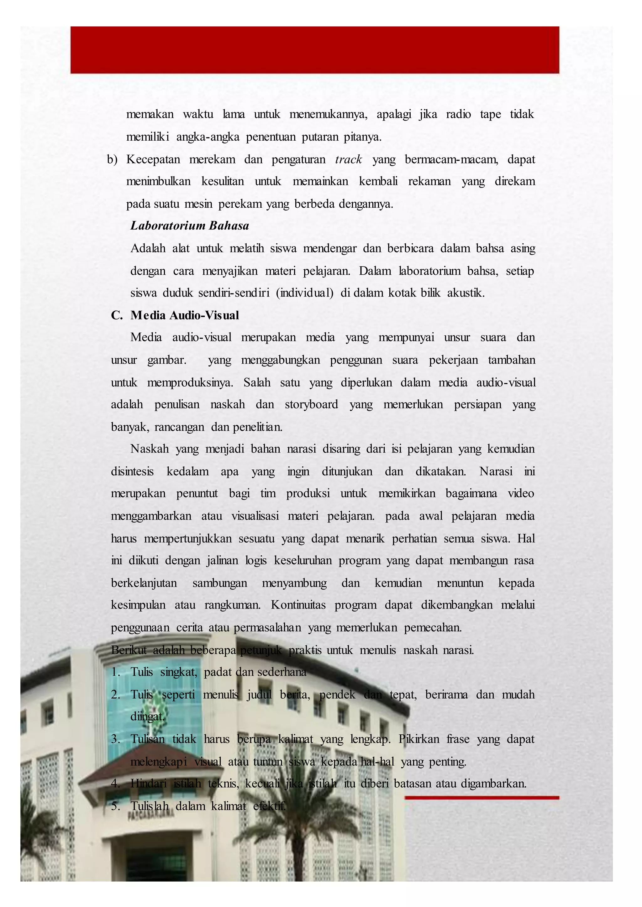 MODUL MEDIA PEMBELAJARAN AUDIO,VISUAL DAN AUDIO VISUAL | DOCX