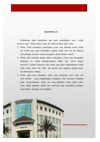 MODUL MEDIA PEMBELAJARAN AUDIO,VISUAL DAN AUDIO VISUAL | DOCX
