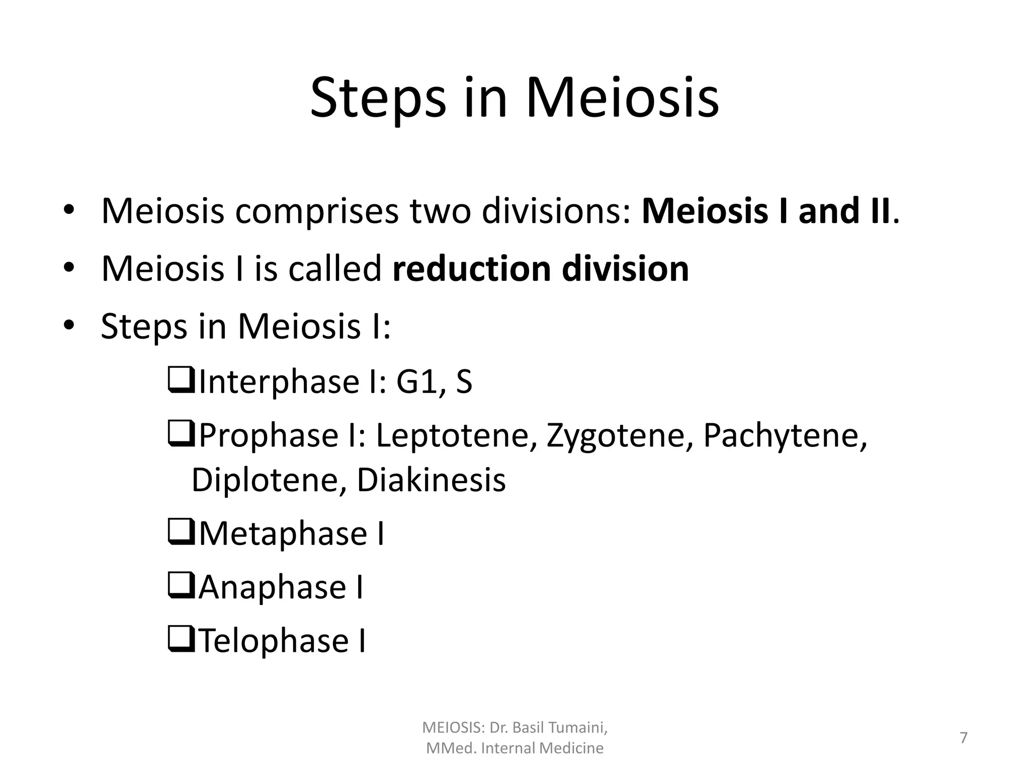Meiosis by Dr. Basil Tumaini | PPTX | Infertility | Reproductive Health