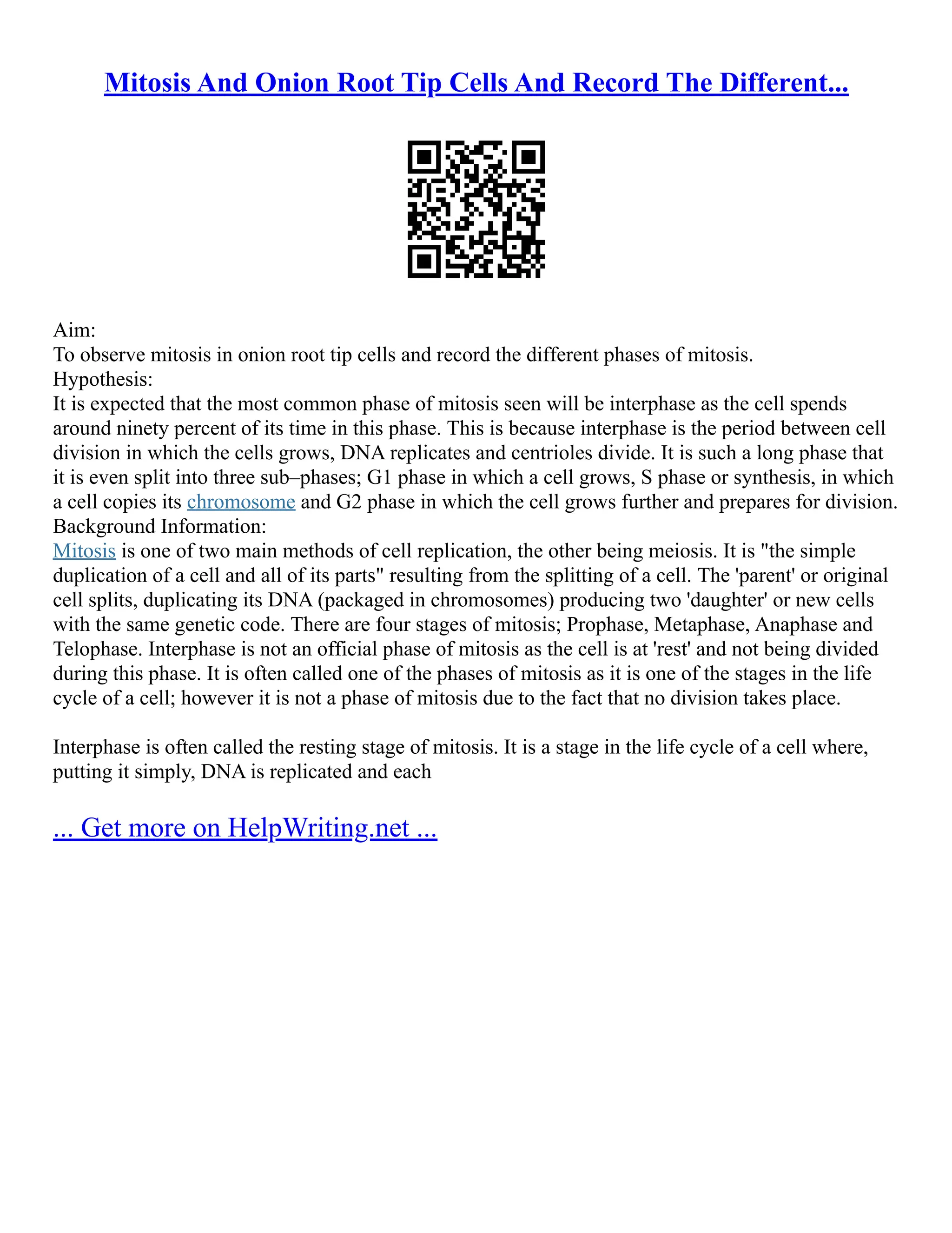 Meiosis And Mitosis Lab | PDF