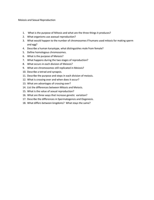 Meiosis and sexual reproduction | PDF