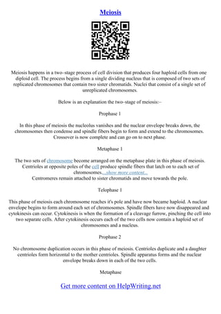 Meiosis Essay | PDF