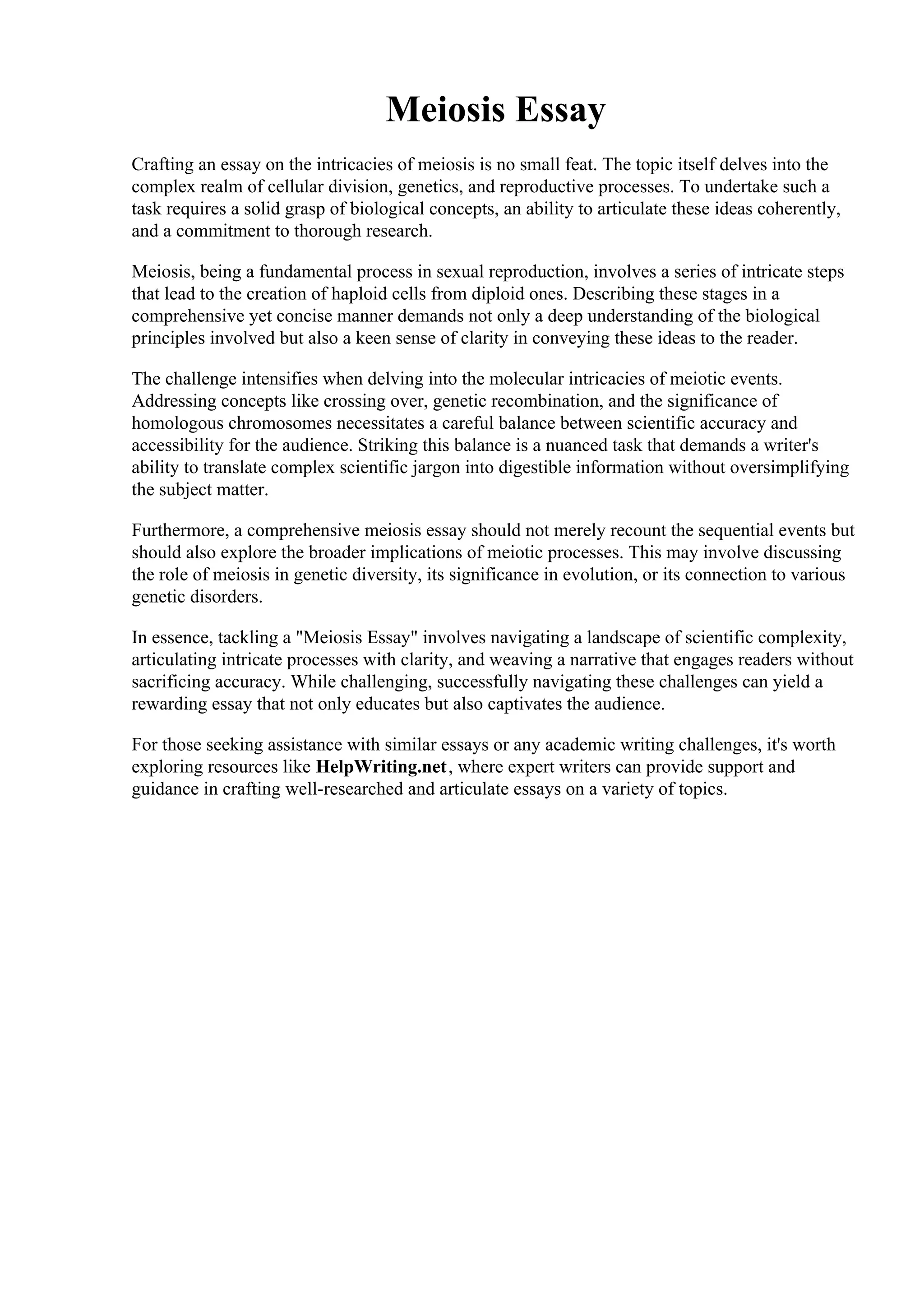 Meiosis Essay | PDF