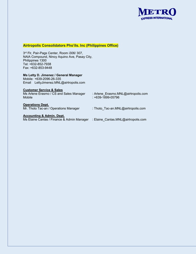 PT. Metro Express International | PDF