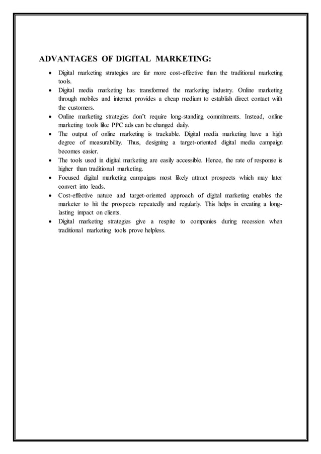 DIGITAL MARKETING PROJECT | PDF