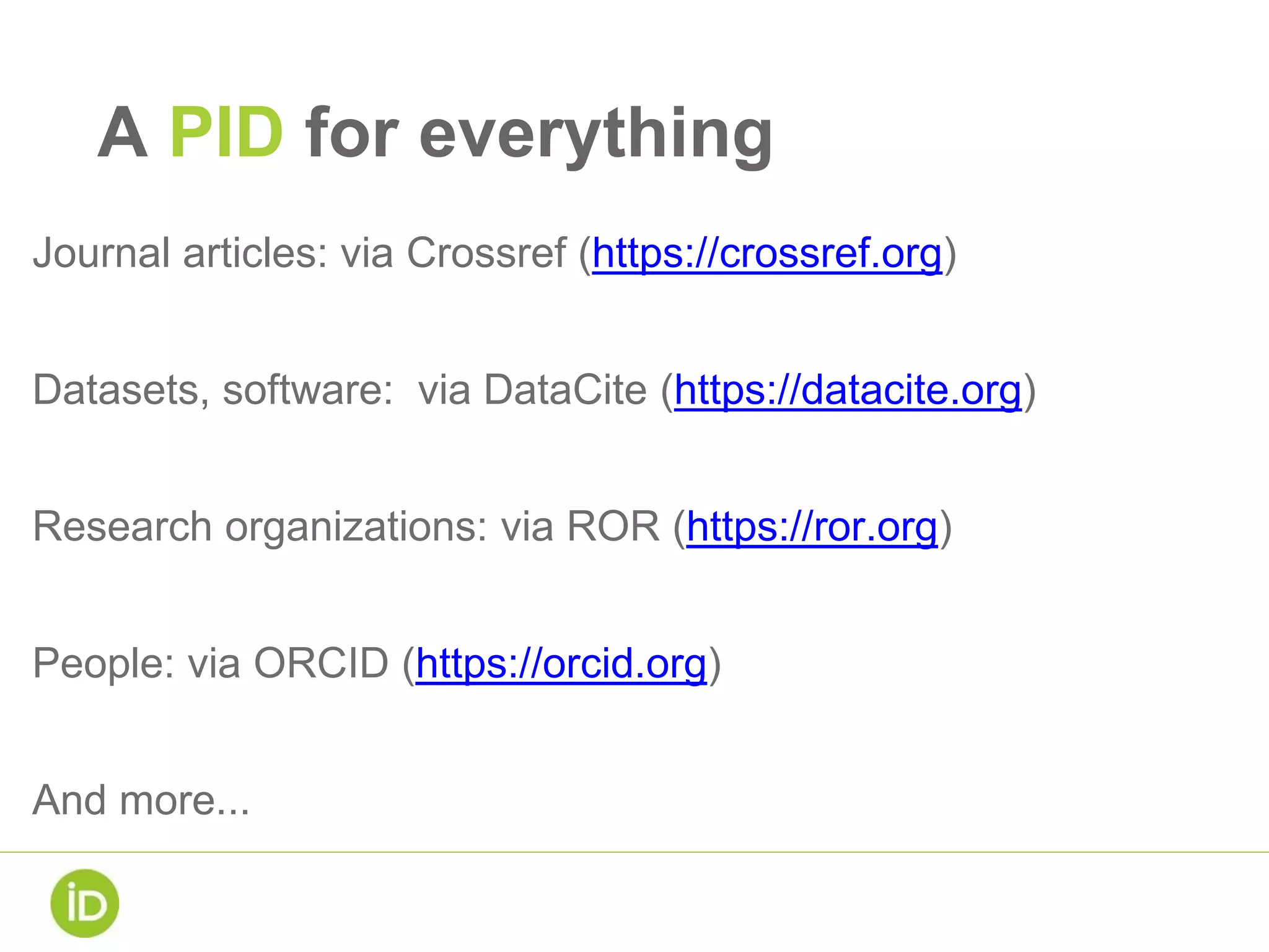 Building Open Research Infrastructure with PIDs | PPT
