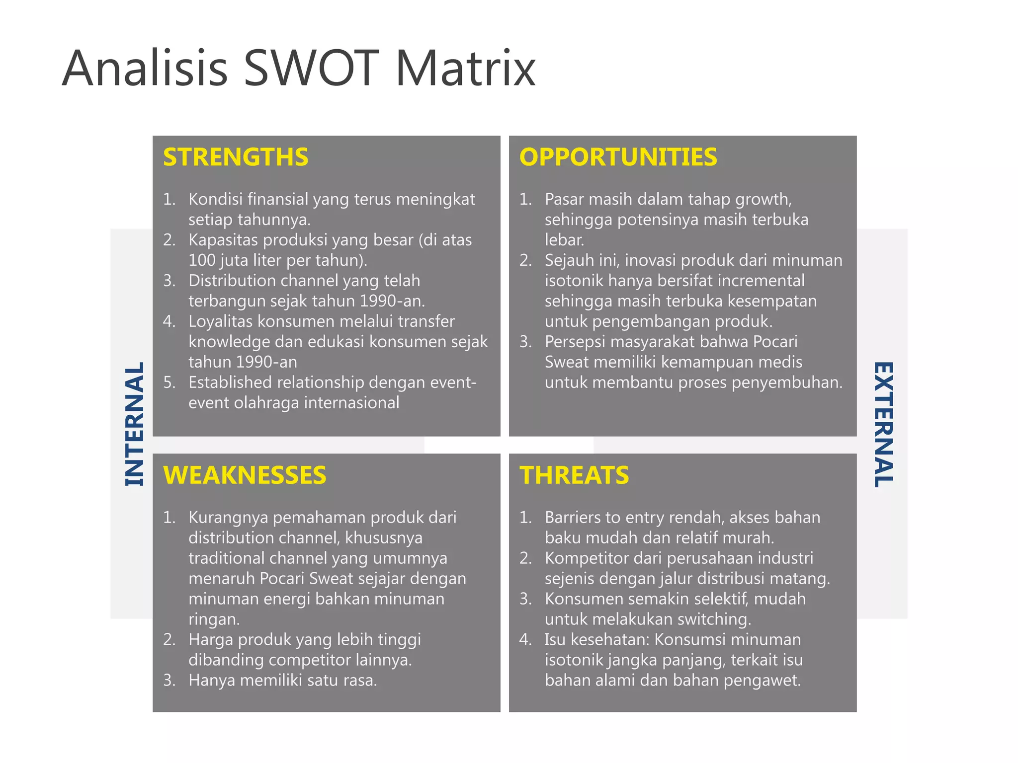 Analisis SWOT-SPACE matrix untuk PT Amerta Indah Otsuka | PPTX