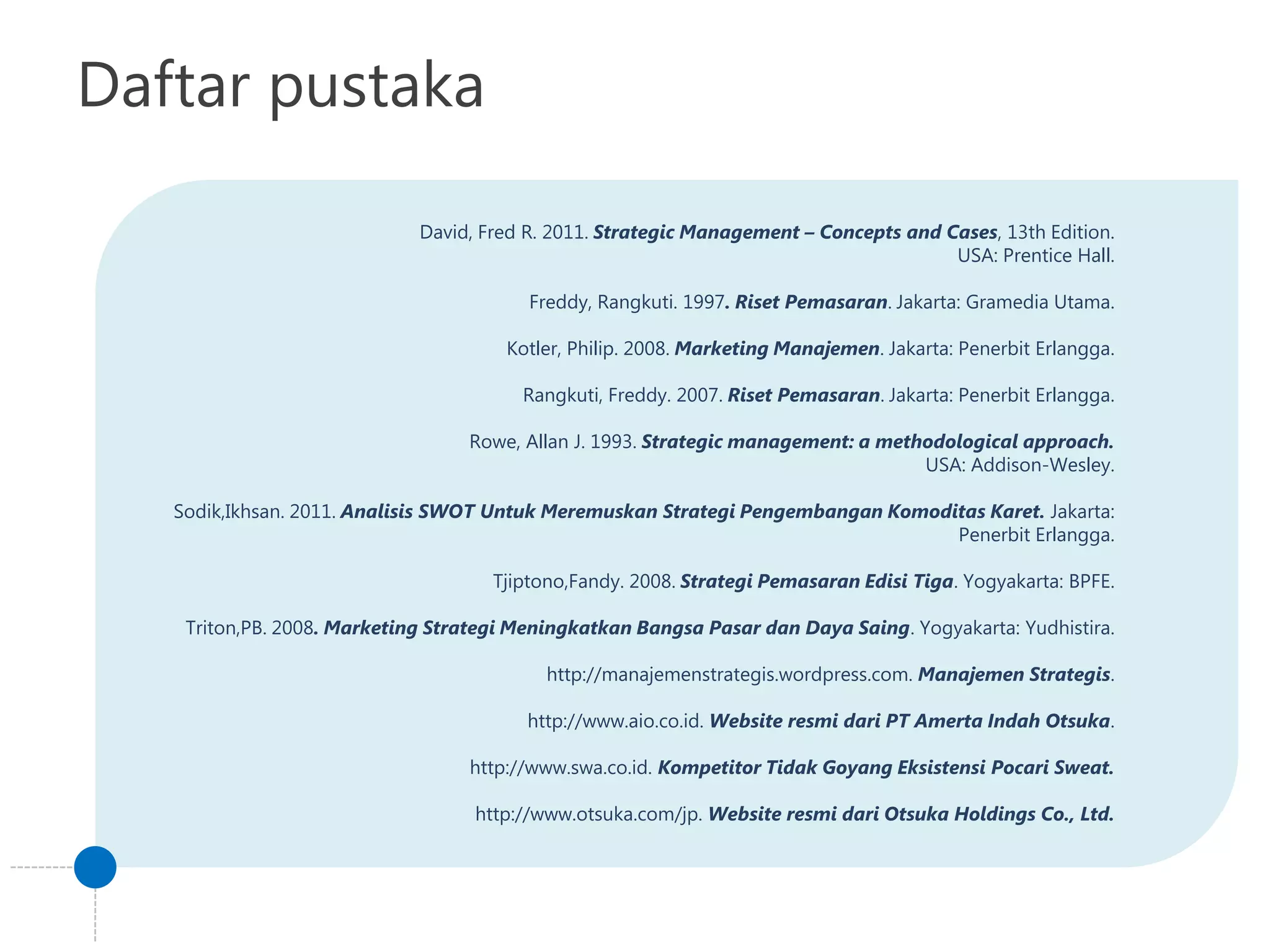 Analisis SWOT-SPACE matrix untuk PT Amerta Indah Otsuka | PPTX