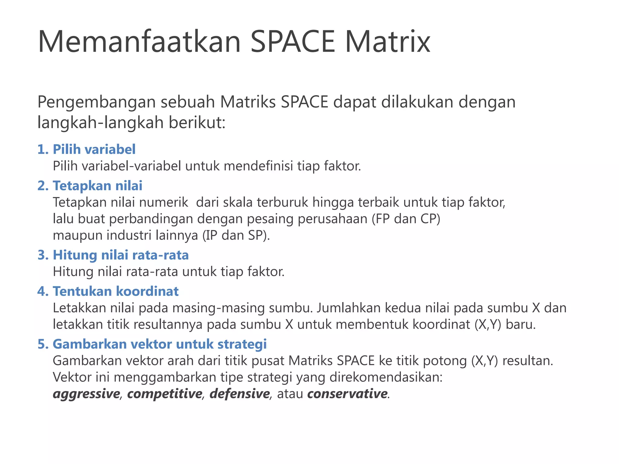 Analisis SWOT-SPACE matrix untuk PT Amerta Indah Otsuka | PPTX