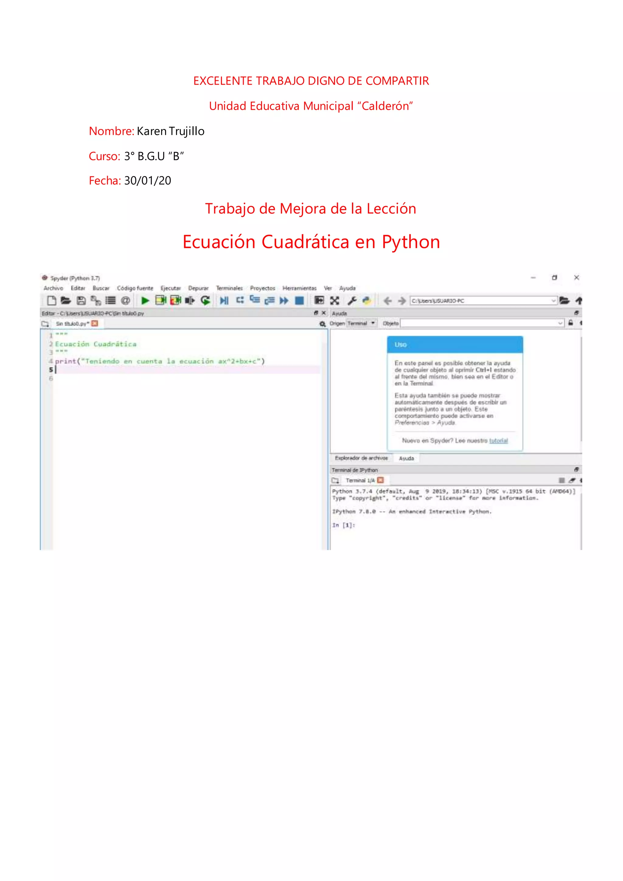 Ecuacion Cuadratica en Python | PDF