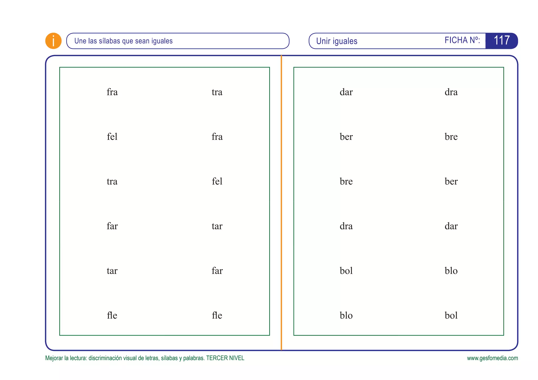 Mejorar la lectura. discriminar letras, sílabas y palabras 3 | PDF